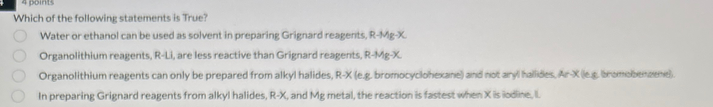 Solved 4 ﻿pointsWhich of the following statements is | Chegg.com