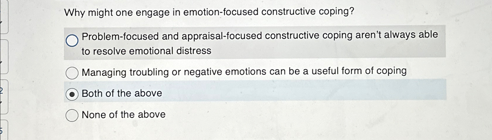 Solved Why might one engage in emotion-focused constructive | Chegg.com Solved Why might one engage in emotion-focused constructive | Chegg.com