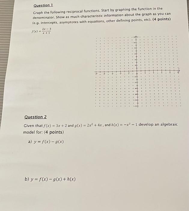 Solved Question 1 Graph the following reciprocal functions. | Chegg.com
