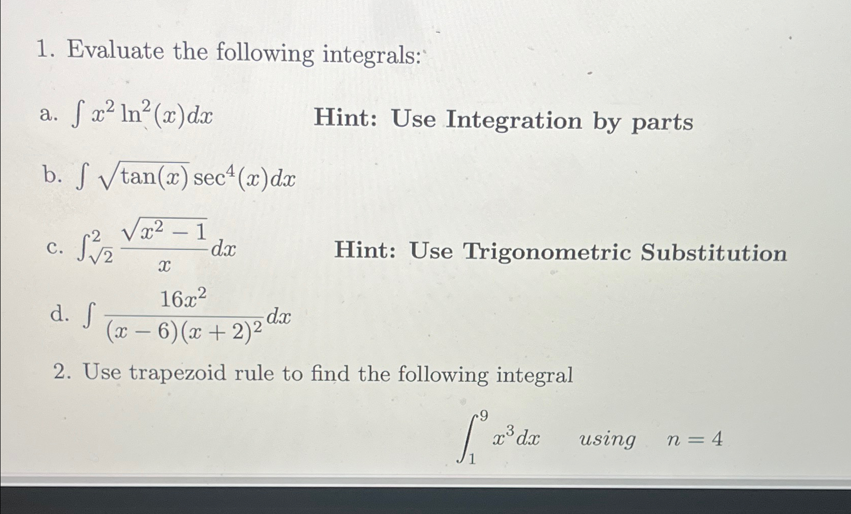 Solved Evaluate the following | Chegg.com