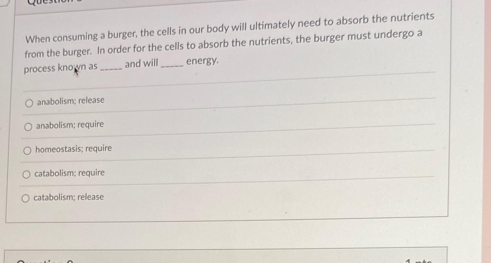 Solved When consuming a burger, the cells in our body will | Chegg.com