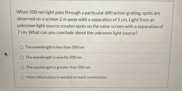 Solved When 500 nm light pass through a particular | Chegg.com