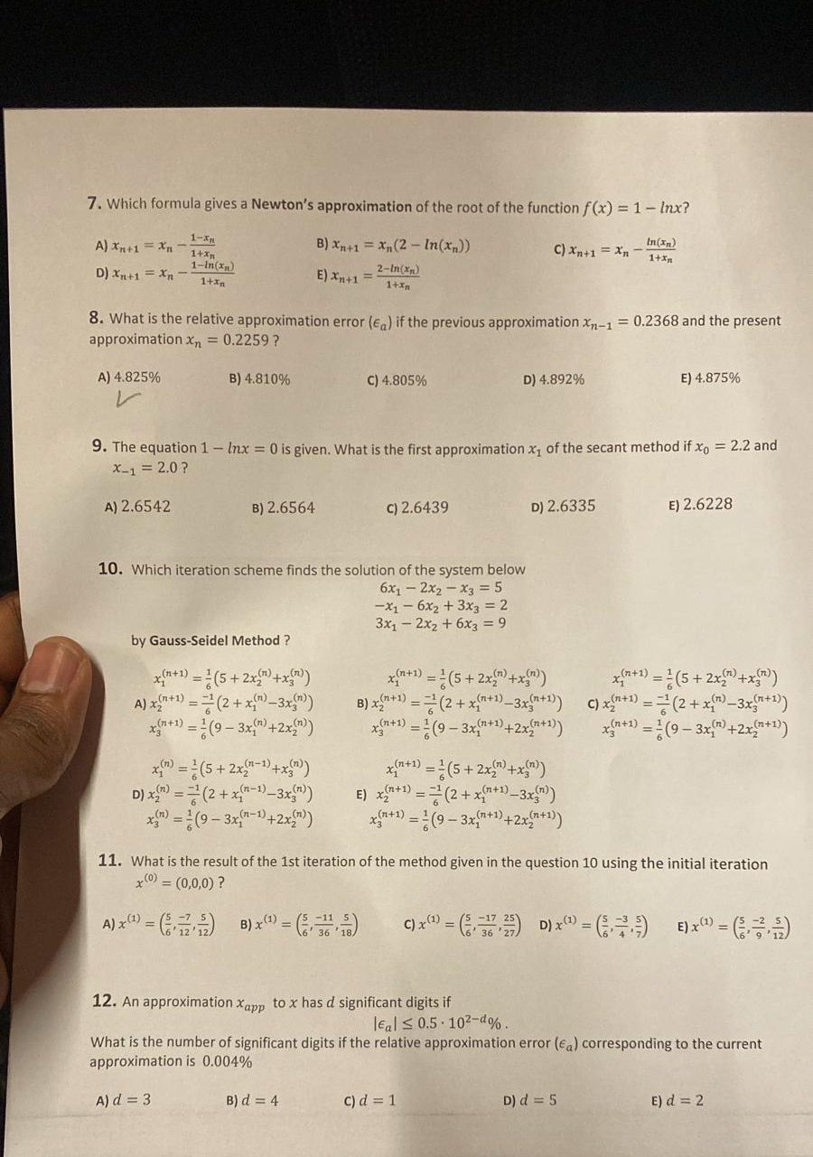 Solved Which formula gives a Newton's approximation of the | Chegg.com