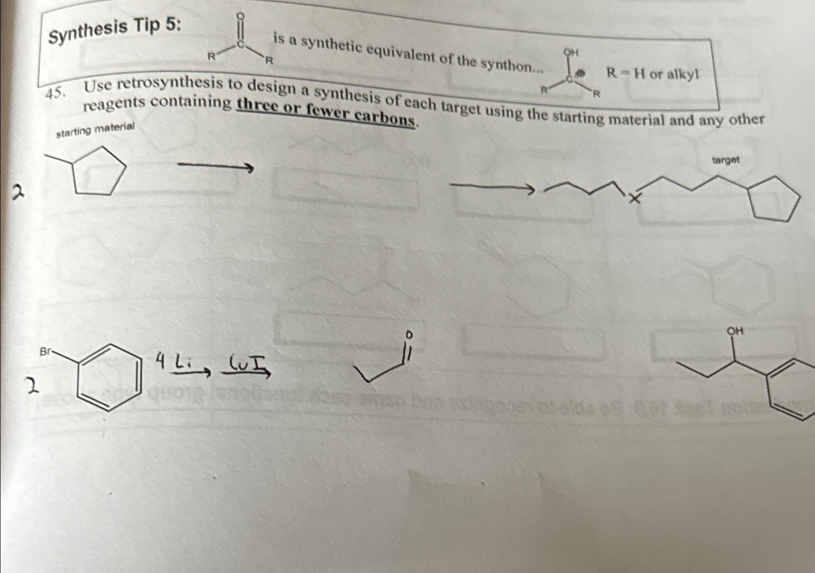 Synthesis Tip 5: is a synthetic equivalent of the | Chegg.com