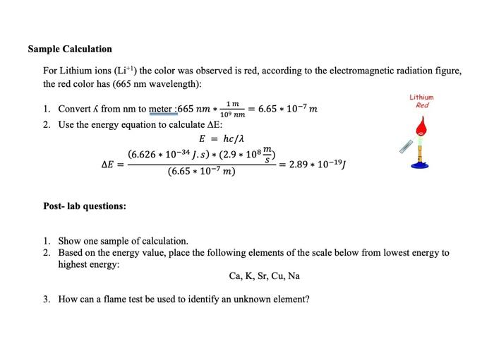 Solved Experiment 10 Flame Test Introduction When elements | Chegg.com