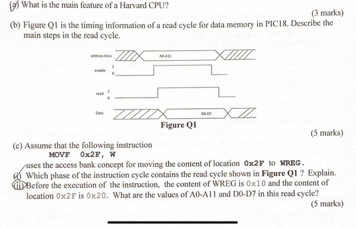 Solved (a) What is the main feature of a Harvard CPU? (3 | Chegg.com