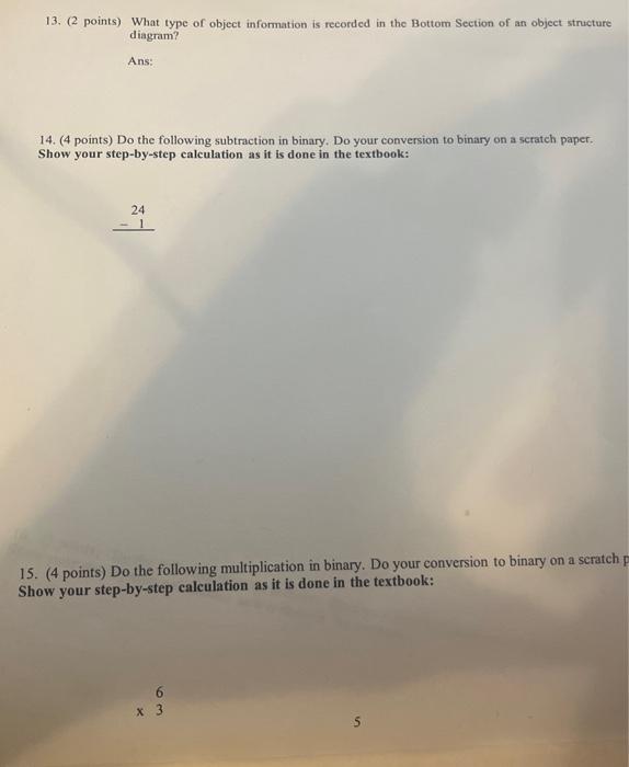 Solved 13. (2 points) What type of object information is | Chegg.com