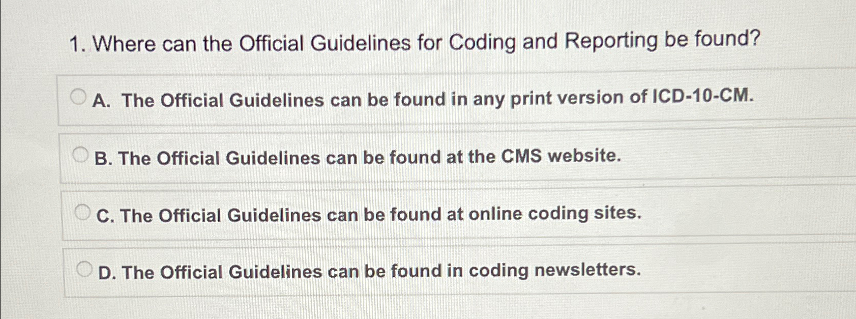 Solved Where can the Official Guidelines for Coding and | Chegg.com