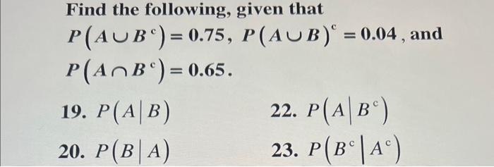 Solved Find the following, given that | Chegg.com