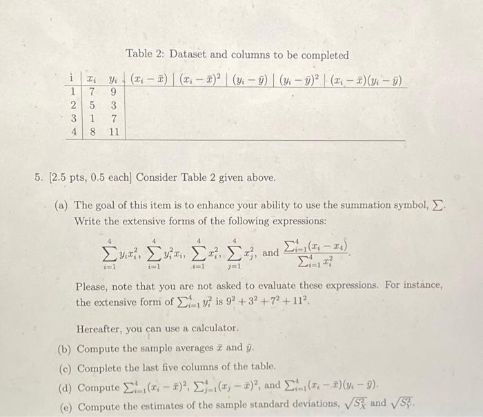 Solved Table 2: Dataset and columns to be completed [2.5 | Chegg.com