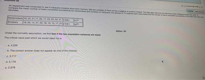 Solved An experiment was conducted to merampata shone memory | Chegg.com