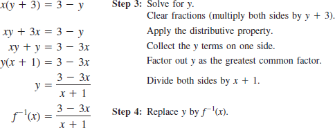 Solved: For Exercise, a one-to-one function is given. Write an equ ...