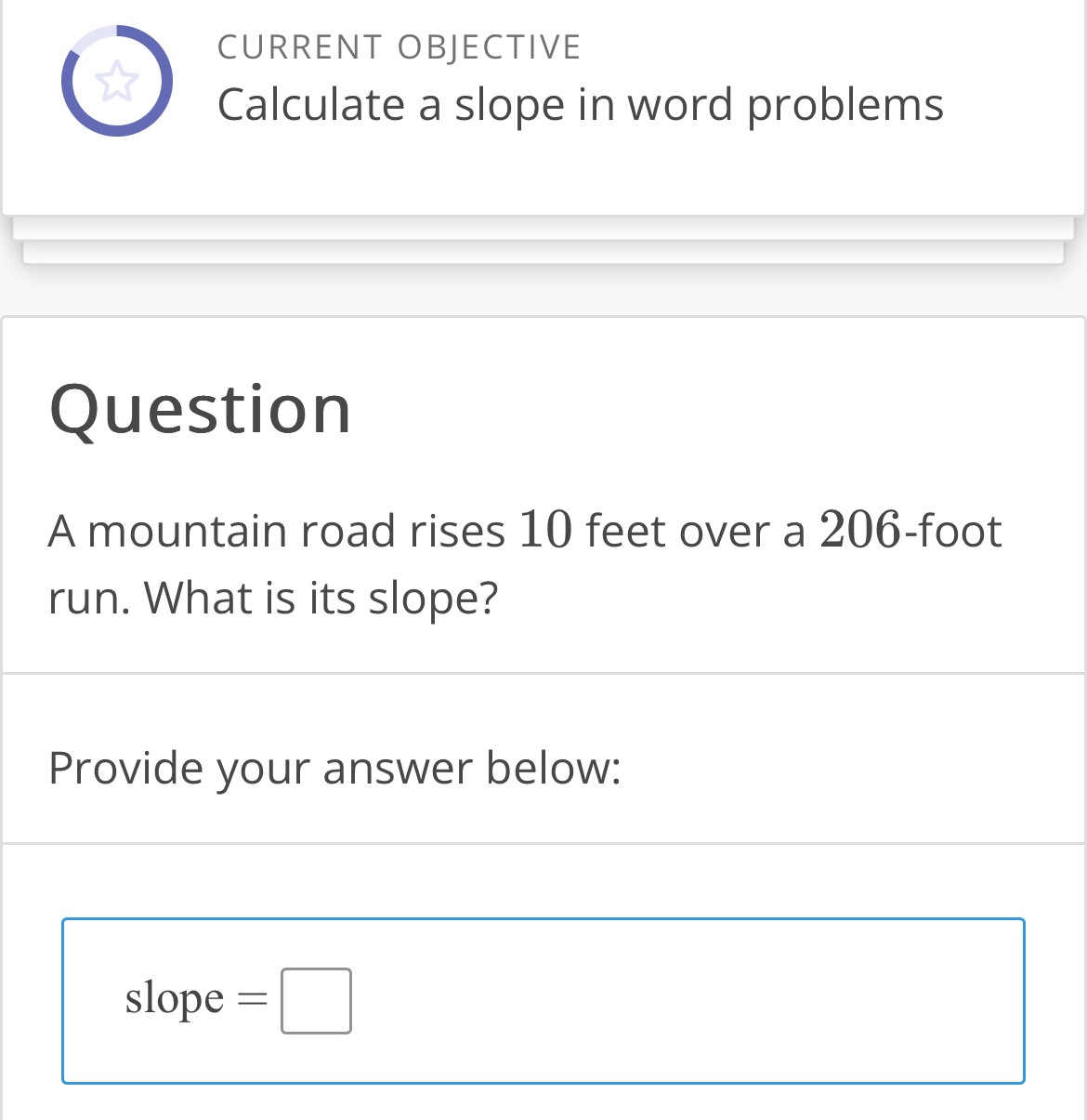 Solved CURRENT OBJECTIVE Calculate a slope in word | Chegg.com