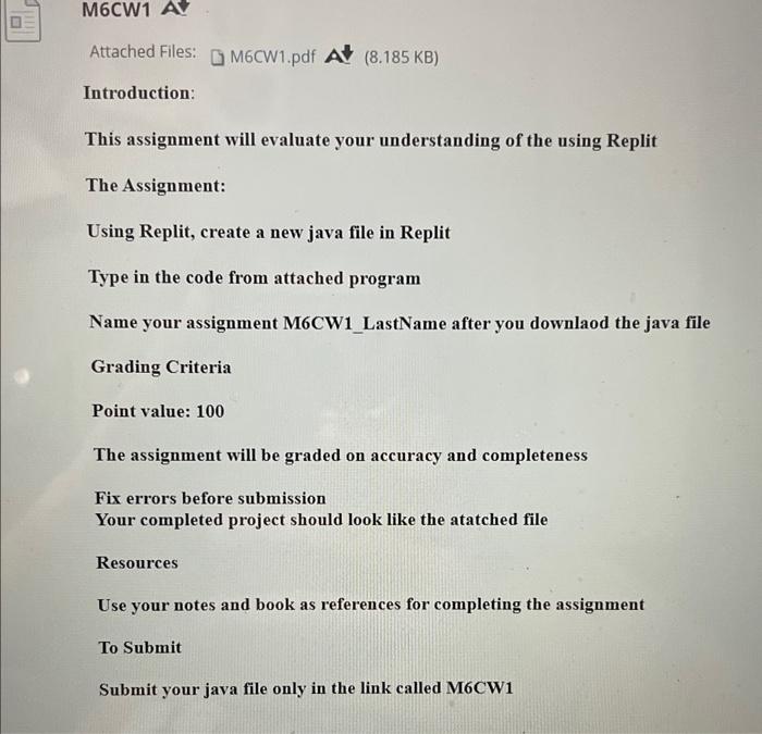 Solved Attached Files: [ M6CW1.pdf Av (8.185 KB) | Chegg.com