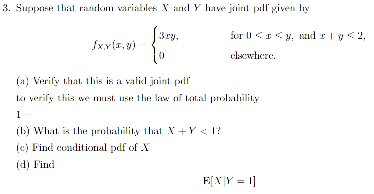 Solved Suppose that random variables X and Y have joint pdf | Chegg.com