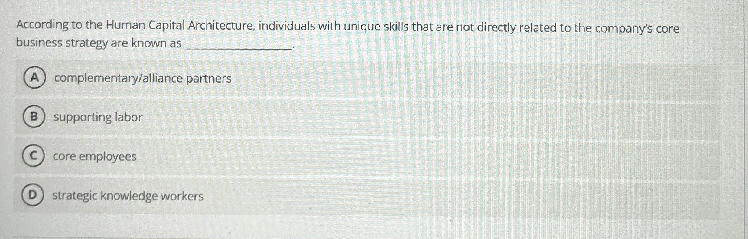 Solved According to the Human Capital Architecture, | Chegg.com