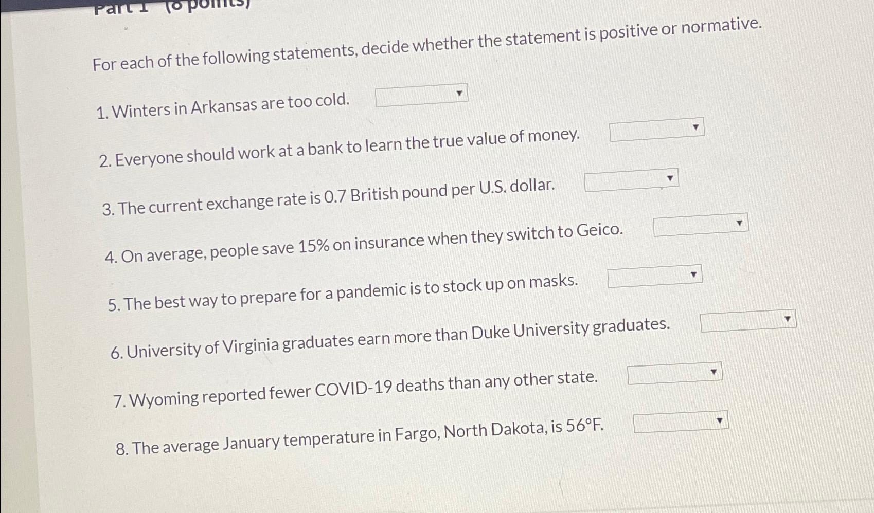 Solved For each of the following statements, decide whether | Chegg.com