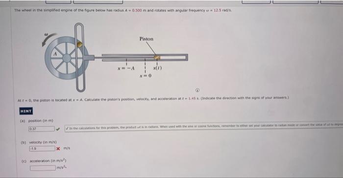 Solved The wheed in the simplified engine of the figure | Chegg.com