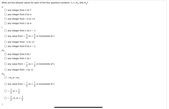 Solved any integer from 1 to 7 any integer from 0 to ∞ any | Chegg.com