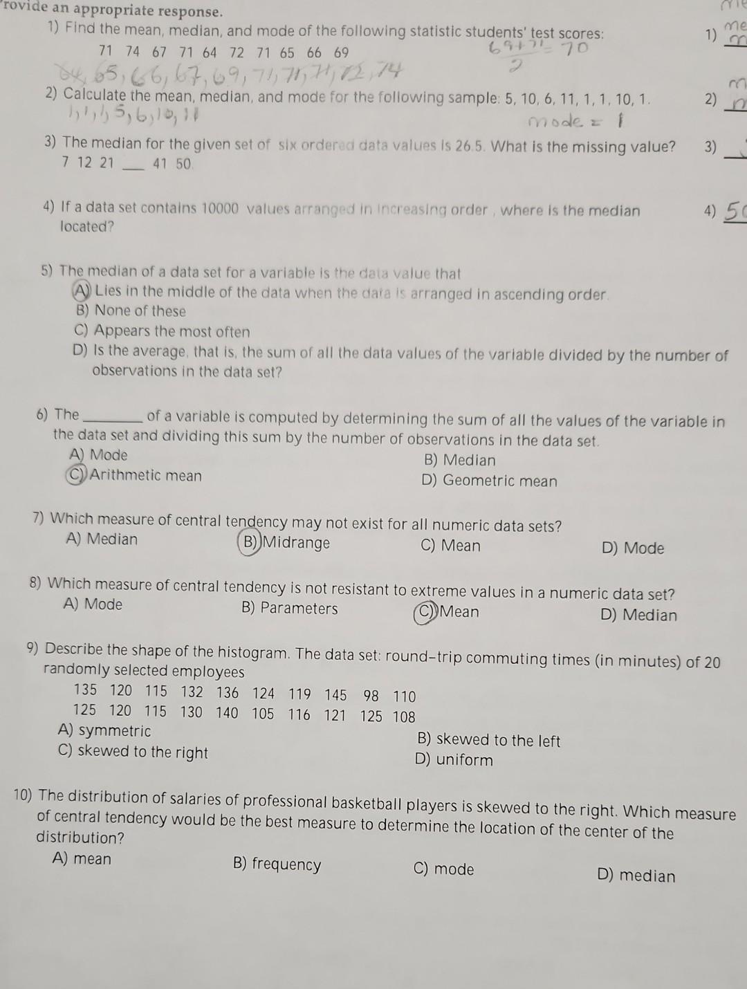 Solved 3) The median for the given set of six ordered data | Chegg.com