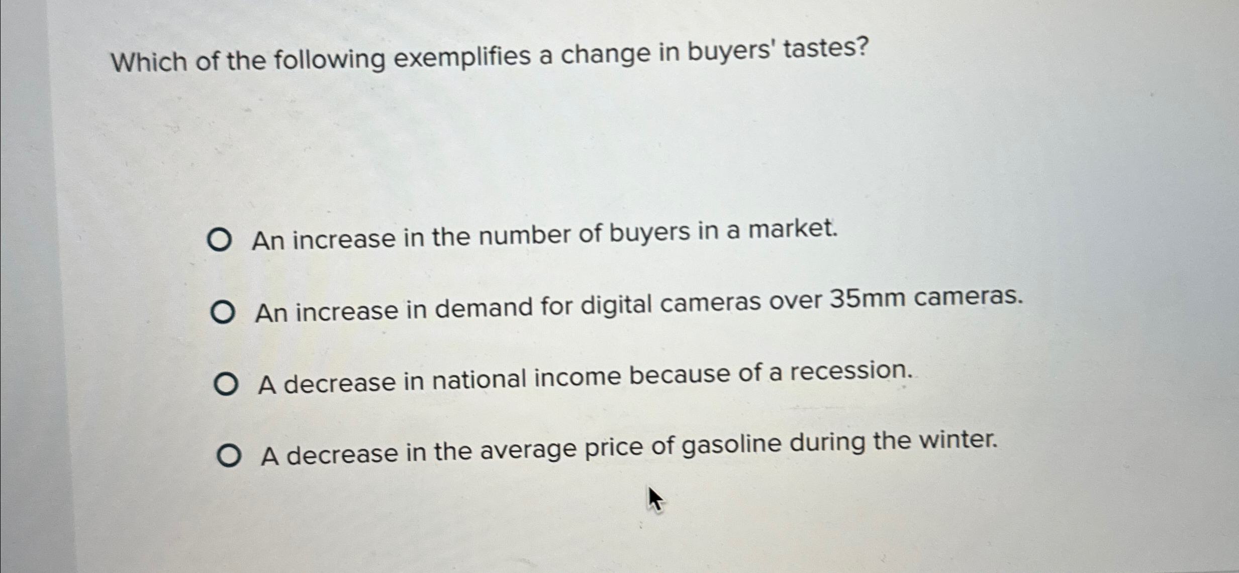 Solved Which of the following exemplifies a change in | Chegg.com