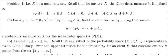 Solved Problem 1: Let X be a nonempty set. Recall that for | Chegg.com