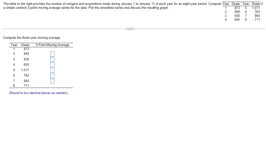 Solved The table to the right provides the number of mergers | Chegg.com