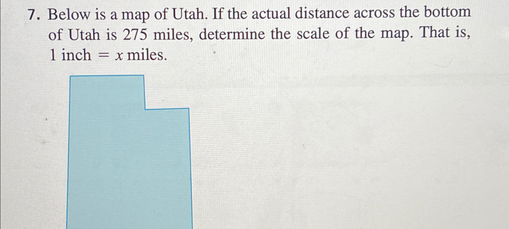 Solved Below is a map of Utah. If the actual distance across | Chegg.com