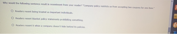 Solved Why would the following sentence result in resentment | Chegg.com