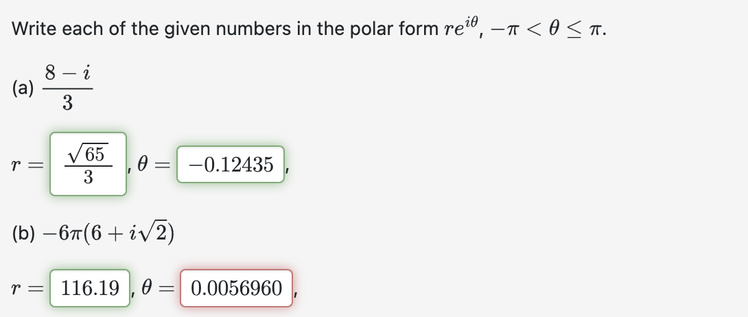 Solved Write each of ﻿the given numbers in ﻿the polar form | Chegg.com