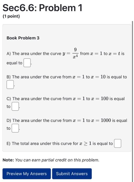 Solved Sec6.6: Problem 1 (1 point) Book Problem 3 A) The | Chegg.com
