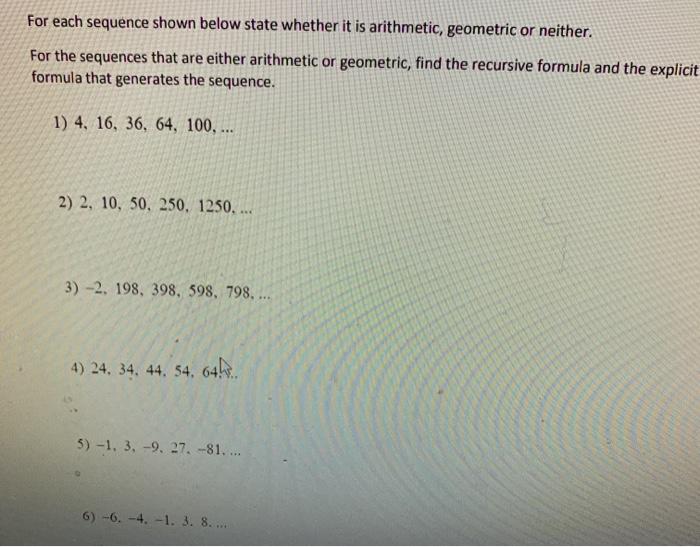 Solved For each sequence shown below state whether it is | Chegg.com