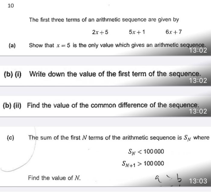Solved The first three terms of an arithmetic sequence are | Chegg.com