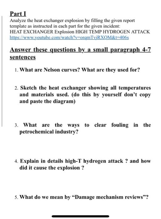 Solved Part I Analyze the heat exchanger explosion by | Chegg.com