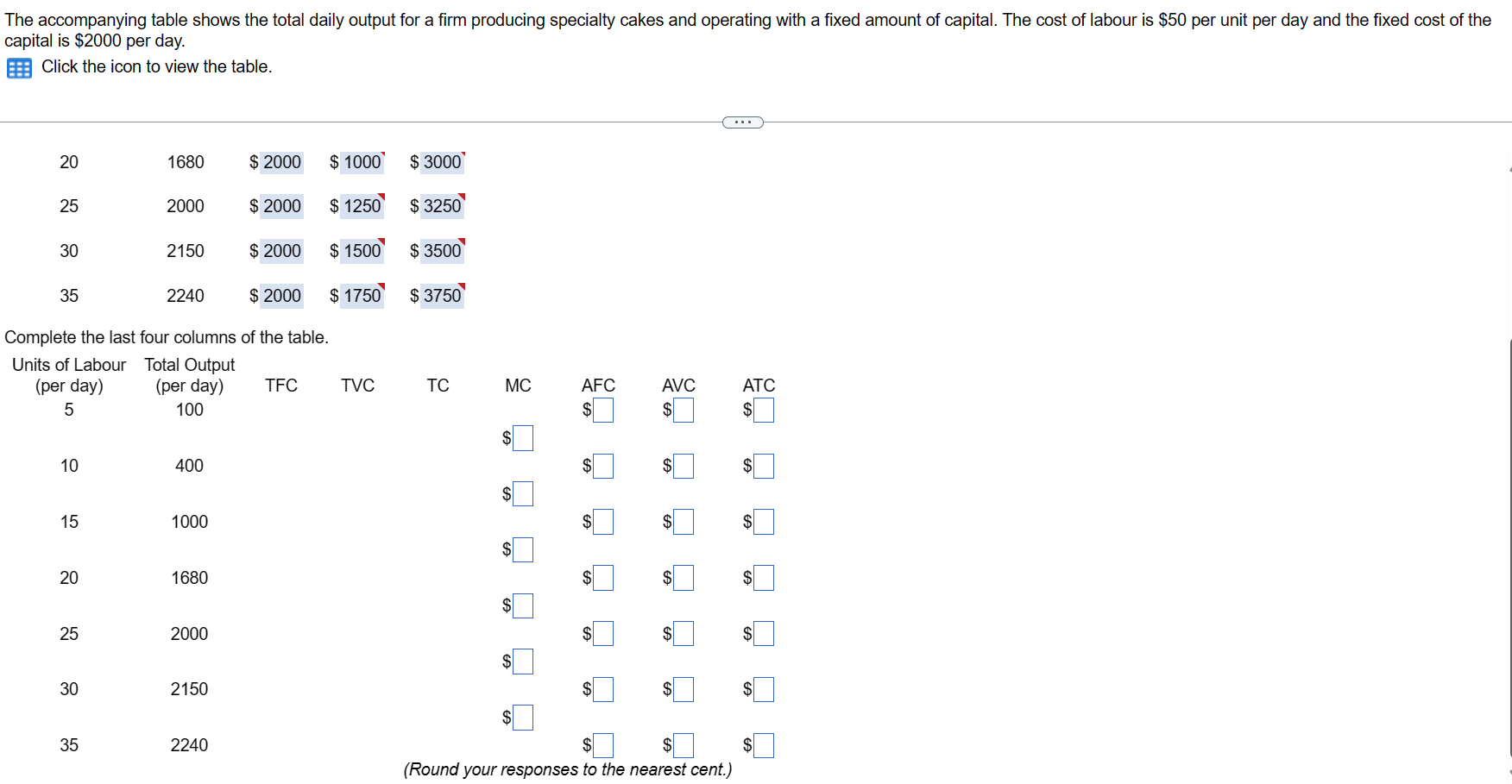 Solved The accompanying table shows the total daily output | Chegg.com