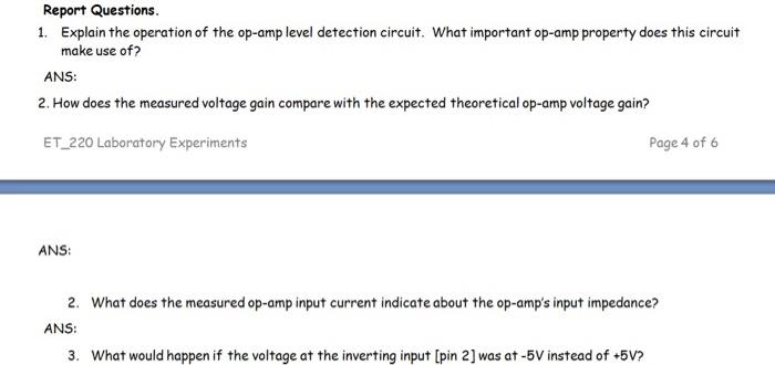 Solved Part 3. Op-Amp as level detector The circuit below | Chegg.com
