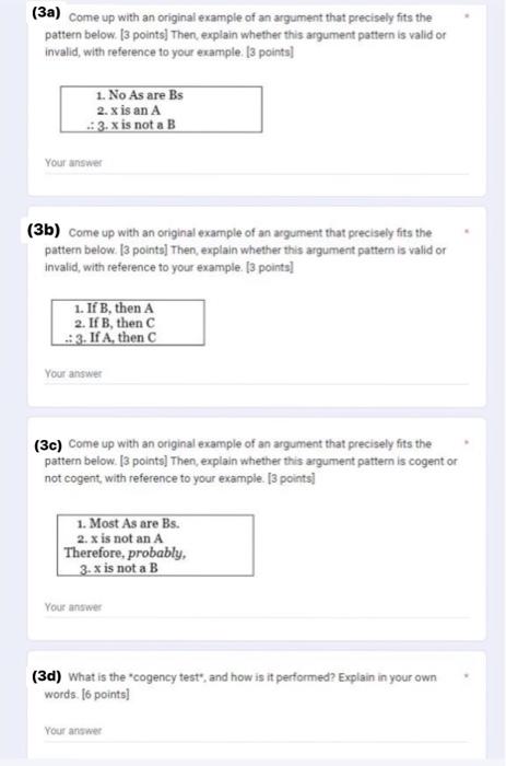 (3a) Come up with an original example of an argument | Chegg.com