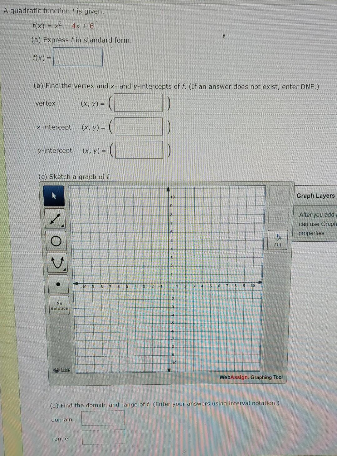 Solved A Quadratic Function Fis Given F X X² 4x 6 ↑