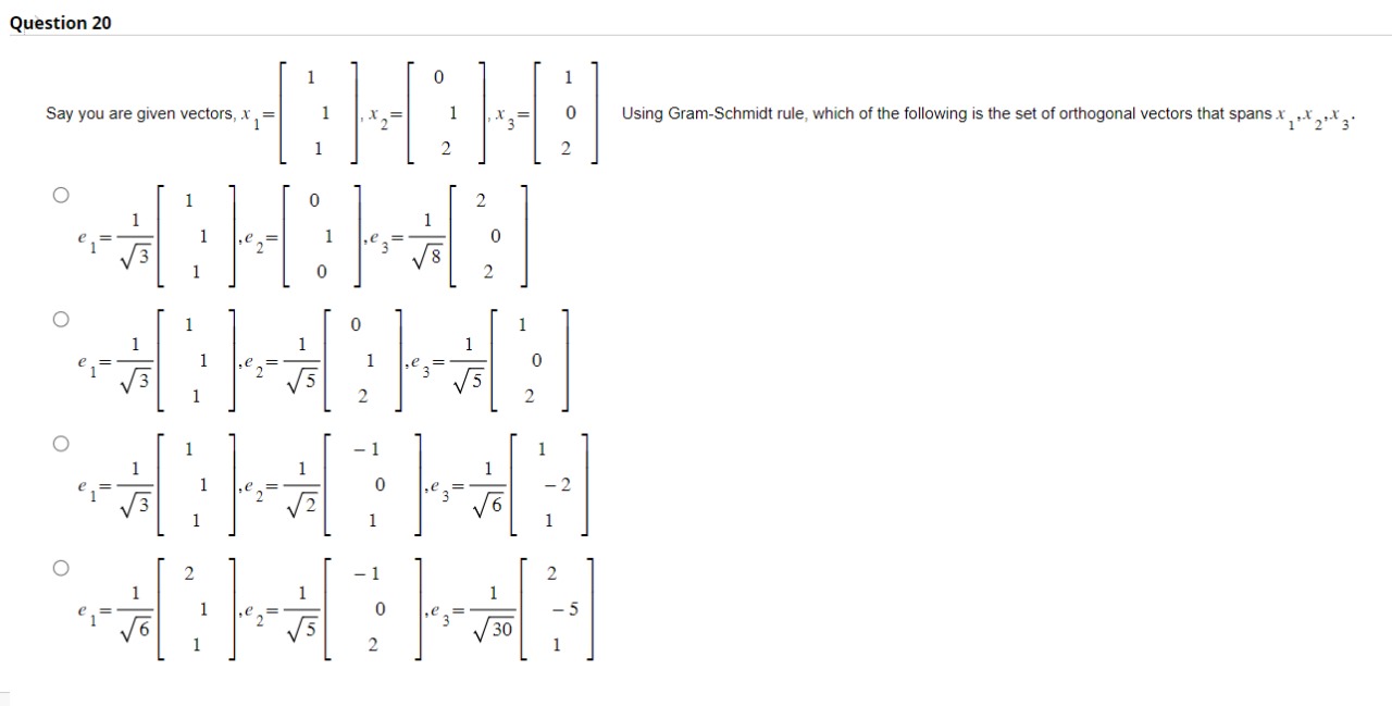 Solved Question 20Say you are given vectors, | Chegg.com