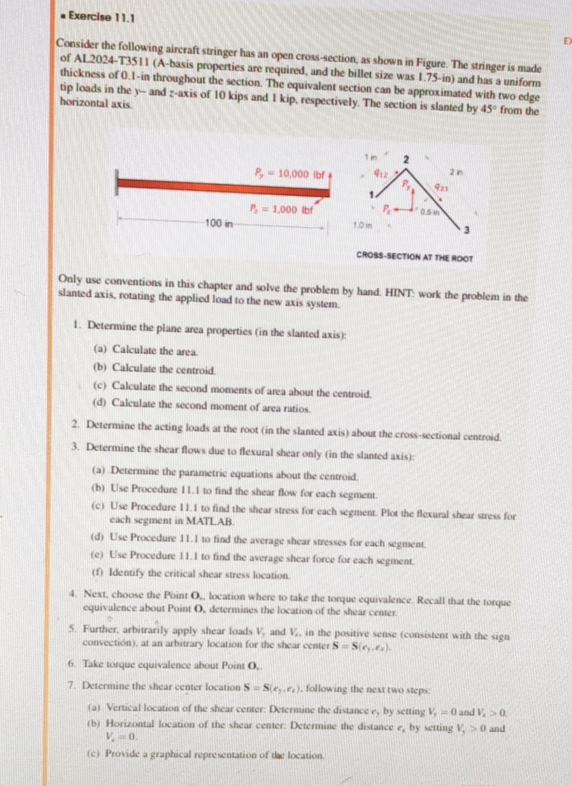 Solved Exercise 11.1Consider the following aircraft stringer | Chegg.com