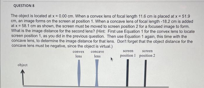 Solved The object is located at x=0.00 cm. When a convex | Chegg.com