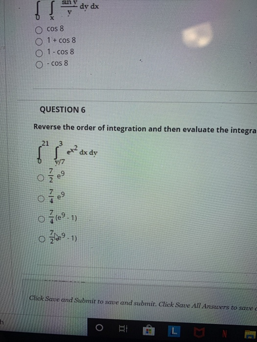 Solved QUESTION 2 Evaluate the integral. 3 Inx e dy dx 1 8 | Chegg.com