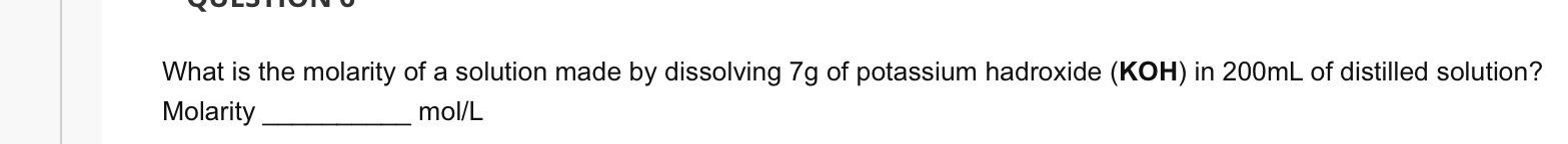 Solved What is the molarity of a solution made by dissolving | Chegg.com