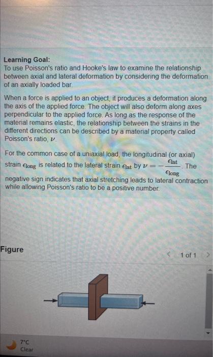Solved Learning Goal: To use Poisson's ratio and Hooke's law | Chegg.com