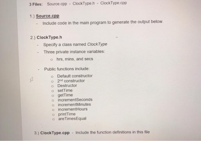 Solved Hw7 1b Class Clocktype 3 Files Sourcecpp 