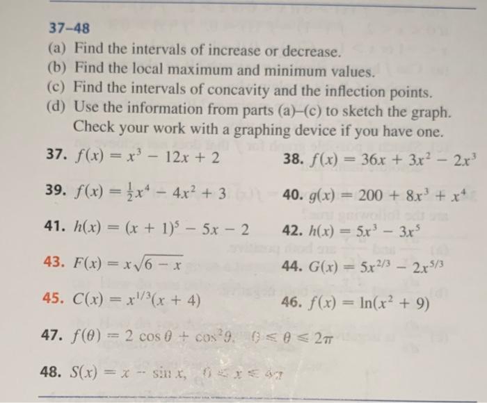 Solved 37−48 (a) Find the intervals of increase or decrease. | Chegg.com