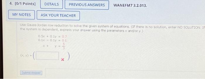 Solved Use Gauss-Jordan row reduction to solve the given | Chegg.com