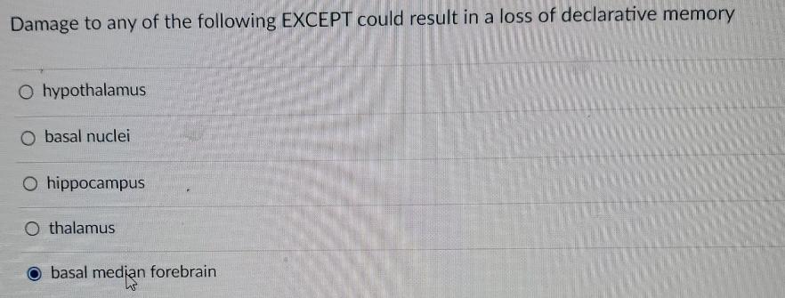Solved Damage to which of the following could not result in | Chegg.com