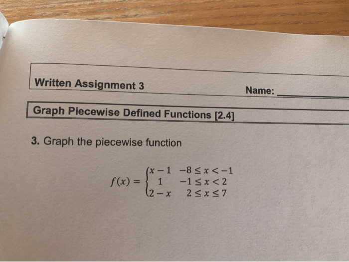 Solved Written Assignment 3 Name: Graph Piecewise Defined | Chegg.com