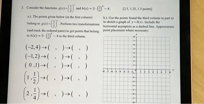 Solved 2. Consider the functions g(x) = -(1) and h(x) = | Chegg.com